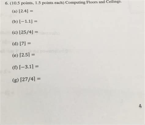 Solved 6 105 Points 15 Points Each Computing Floors