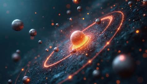 Atomic Nucleus Model With Electrons Orbiting Fixed Positively Charged