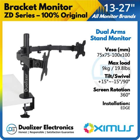 Jual Bracket Monitor Dual Arm Stand Monitor Desk Mount Jakarta Utara Dualizer Electronics