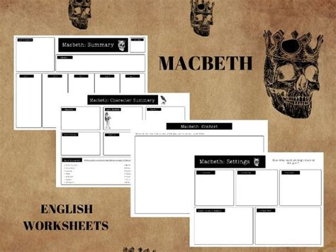Macbeth Plot Summary Characters Context Setting Worksheets Revision English Literature