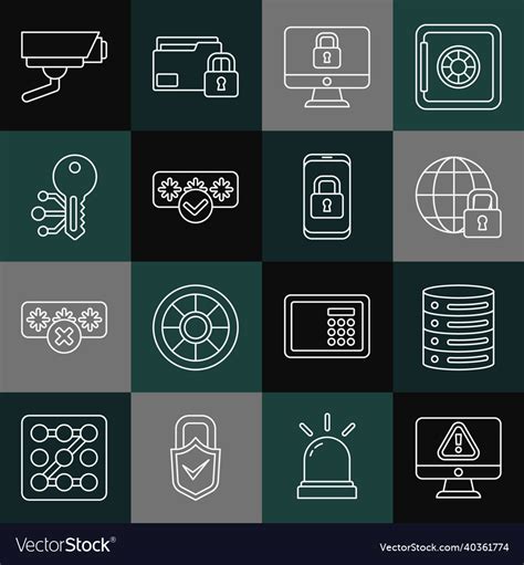 Set Line Monitor With Exclamation Mark Data Web Vector Image