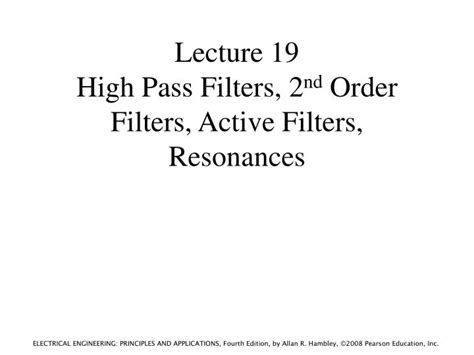 Ppt Lecture 19 High Pass Filters 2 Nd Order Filters Active Filters