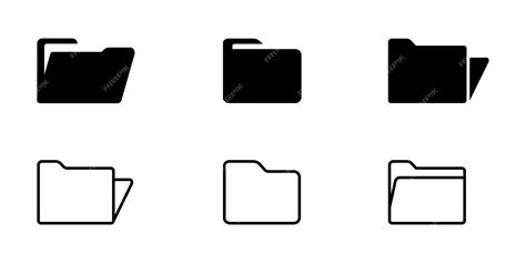 Premium Vector Set Of Folders Vector Icons Black Linear Open Folder Folder For Storage
