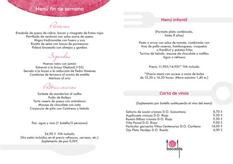 Menú 5 Y 6 De Abril Restaurante Bocados