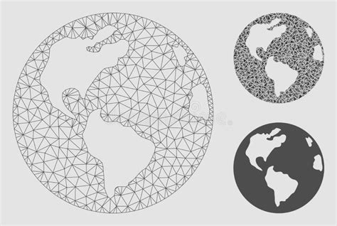Earth Vector Mesh Carcass Model And Triangle Mosaic Icon Stock Vector Illustration Of