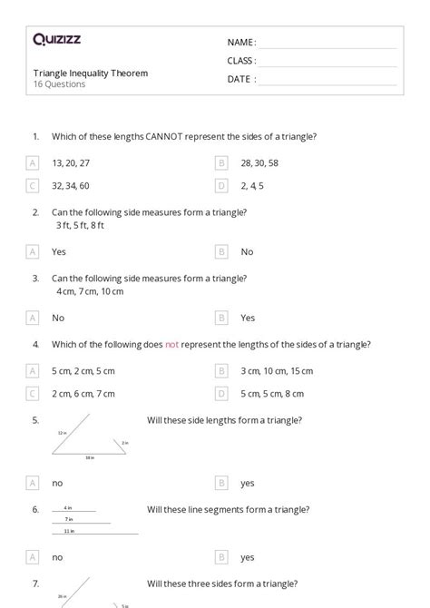 50 Triangle Theorems Worksheets For 7th Grade On Quizizz Free And Printable
