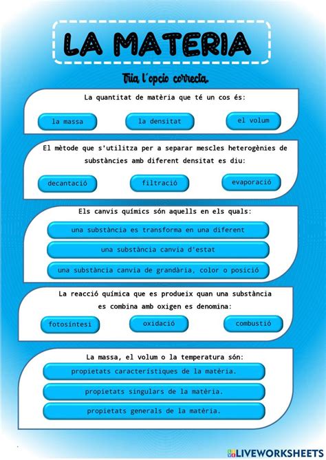 La Materia Online Exercise For 6 Live Worksheets