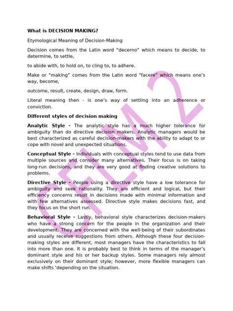 What Is Decision Making Pdf Decision Making Cognition