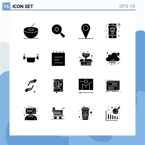 16 Thematic Vector Solid Glyphs And Editable Symbols Of Education Transportation Home Outline