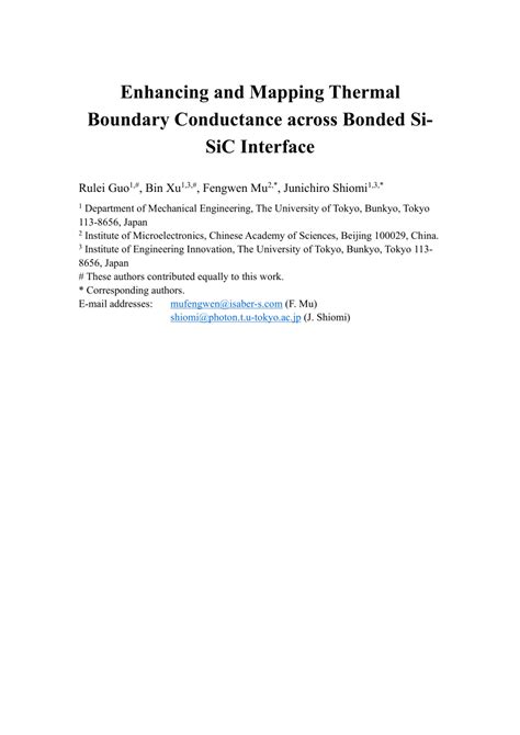 Pdf Enhancing And Mapping Thermal Boundary Conductance Across Bonded