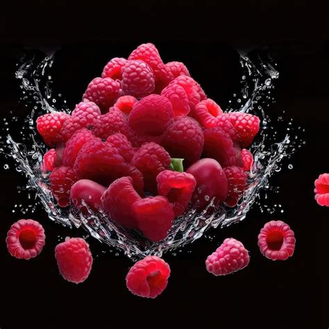 Premium Photo Raspberry Rhapsody Captivating Water Splash Generative Ai