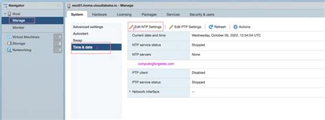 How To Configure Ntp Time On Vsphere Esxi Vcenter Computingforgeeks
