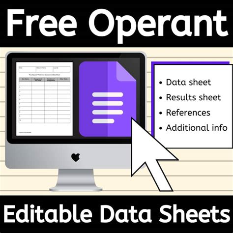 Editable Free Operant Preference Assessment Data Collection Sheet For