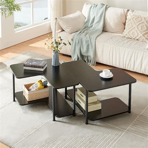 Modular Coffee Table Set Of 2 Simple Design Coffeetable With Shelf Multi Configurable 2 Tier