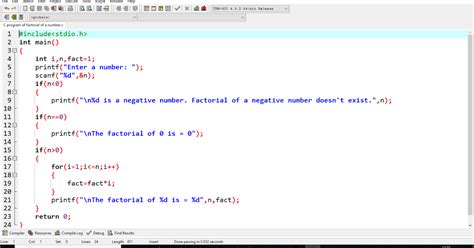 C Program Of Factorial Of A Number
