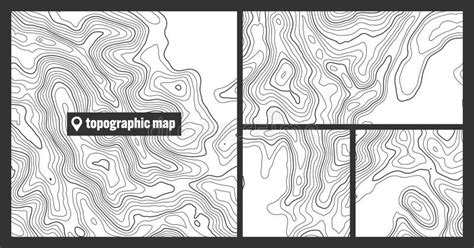 Colorful Topographic Map Sets With Contour Lines Geographic Terrain Grid Relief Height