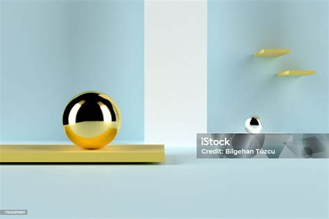 Abstract Geometric Stage Like Setup With Vivid Colors Copy Space