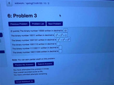 solved the binary number 10000 written in decimal is the
