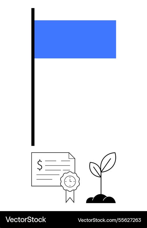 Blue Flag Certificate With Ribbon And Seedling Vector Image