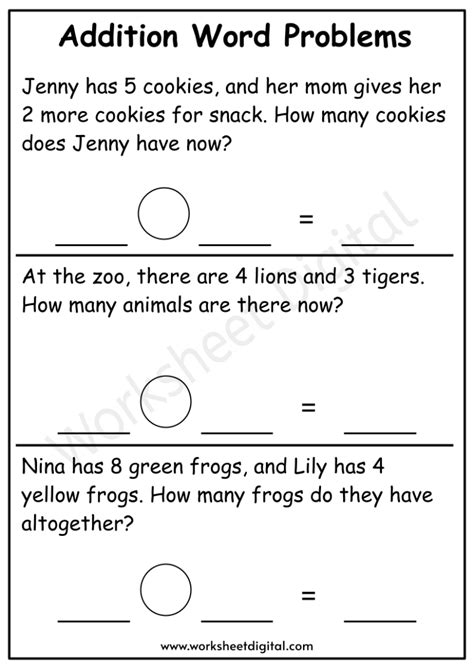 Addition Word Problems Worksheet Digital 1 Teacher Made Resources