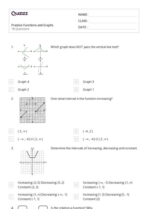 50 graphs and functions worksheets for 11th year on quizizz free