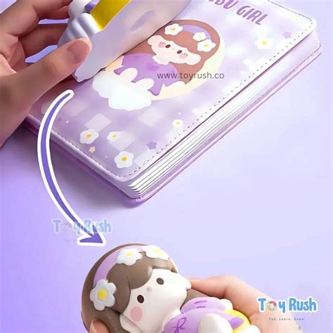 3d Squishy Cartoon Diary And Colourful Pen Set Toy Rush