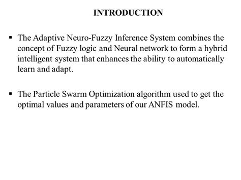 A Presentation On Adaptive Neuro Fuzzy Inference System Using Particle