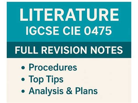 0475 Caie Igcse Literature Notes And More Paper 1 4 Teaching Resources