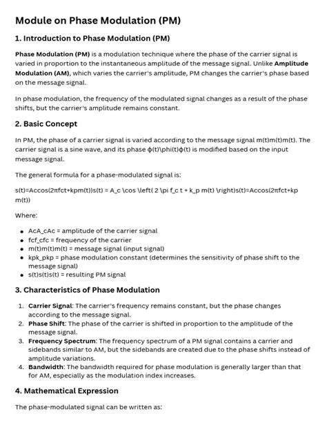 Module On Phase Modulation Am Pdf Frequency Modulation Modulation