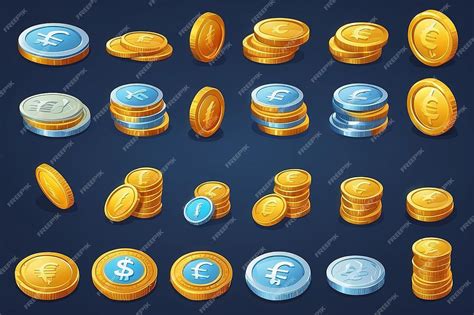 Modern vector illustration Icons coins for the game interface Set of cartoon coin for web and ...