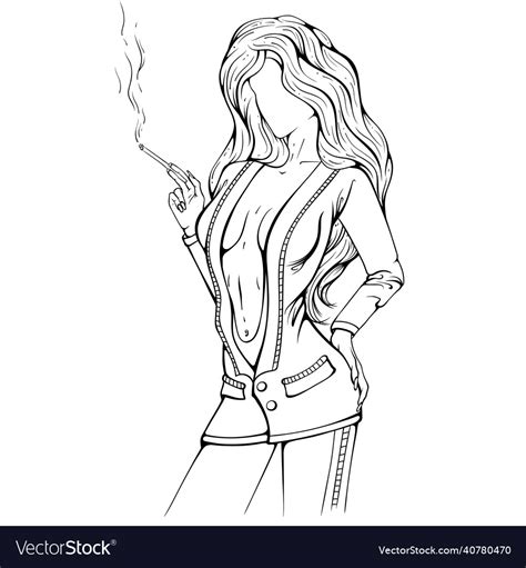 Sexy Girl Outline Drawing