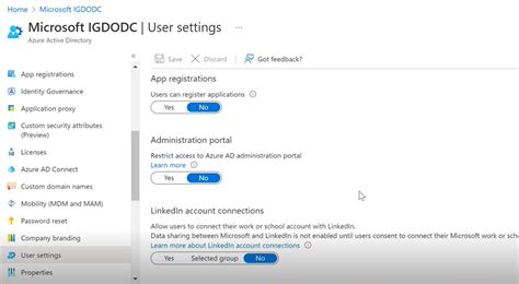 aad user settings microsoft qanda