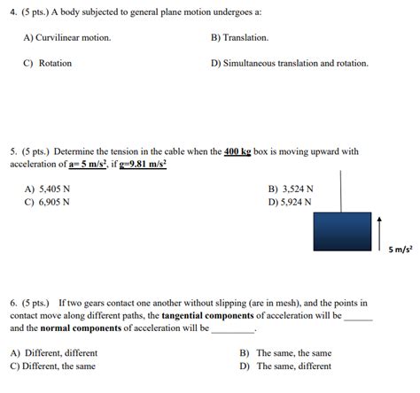 Solved 4 5 Pts A Body Subjected To General Plane Motion