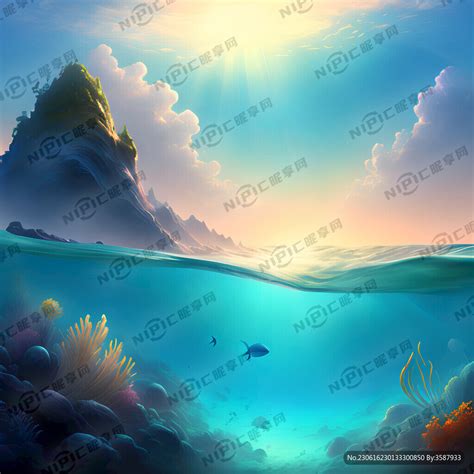 Ai创作图梦幻唯美海底风景 超高清 细节刻画 畅游海底 飘渺电影般环境 神秘科幻 昵图网