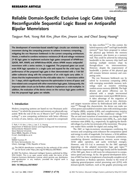 Pdf Reliable Domain‐specific Exclusive Logic Gates Using