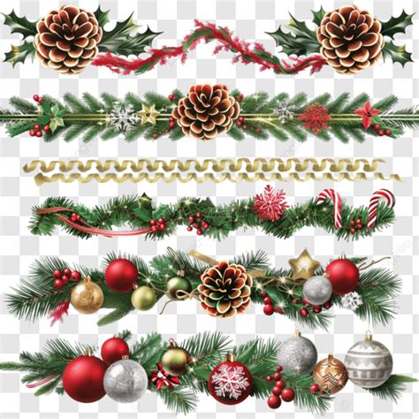 크리스마스와 새해 국경 장식을 설정하다 크리스마스와 새해를 정하다 테두리 장식 새해 Png 일러스트 및 이미지 에 대한 무료 다운로드 Pngtree
