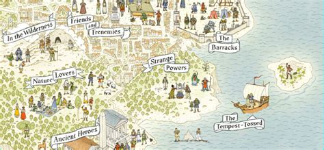 A Fantastical World Of William Shakespeare Map Arena Illustration