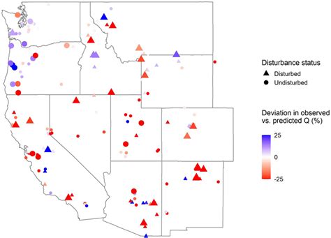 Percent Deviation In Observed Mean Annual Streamflow Q For 2010 2019