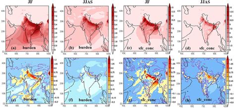 Spatial Distribution Of Mean Organic Carbon Oc Columnar Burden