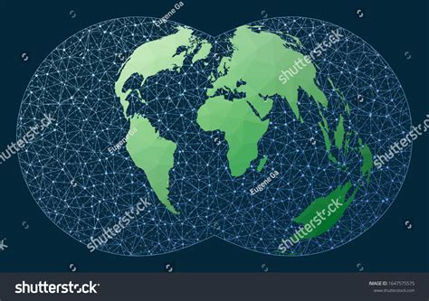 World Map Connection Rectangular Polyconic Projection Stock Vector Royalty Free 1647575575
