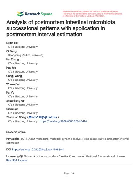 Pdf Analysis Of Postmortem Intestinal Microbiota Successional