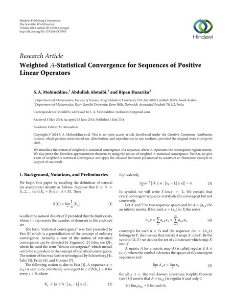 Pdf Weighted A Statistical Convergence For Sequences Of Positive