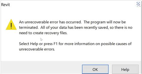 Revit 2024 Crashes With An Unrecoverable Error Has Occurred When