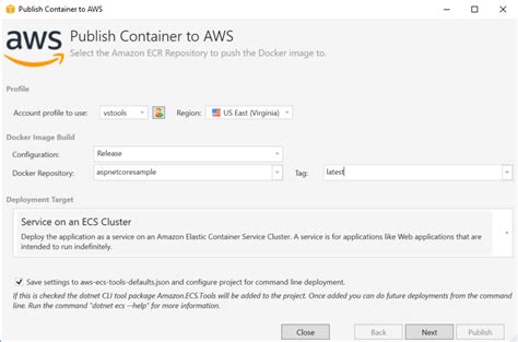 將 Aspnet Core 20 應用程式部署至 Amazon Ecs （遠） （舊版） Aws 使用 Amazon Q 的工具組