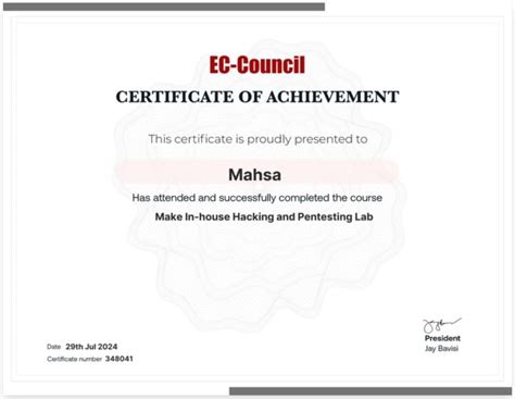 Completed The Ec Council Hacking And Pentesting Lab Mahsa Mamanpoush