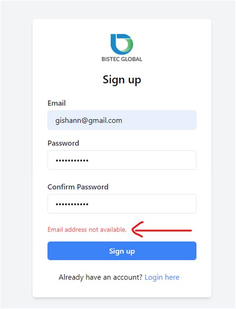 Update The Error Message Appearing When User Trying To Register With An Already Registered Email