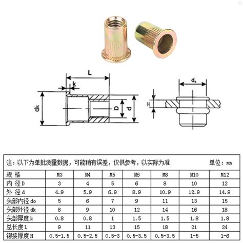 M3 M4 M5 M6 M8 M10 M12 Flat Metric Threaded Rivet Grandado