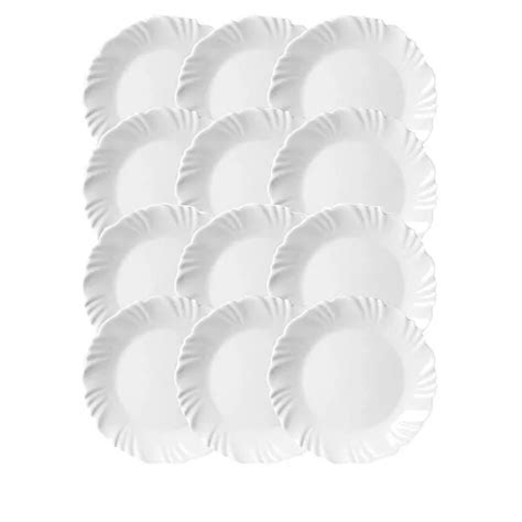 Kit 24 Prato Fundo Nadir Duralex Vidro Pétala Branco Opaline Shopee