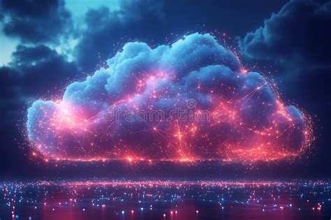 Futuristic Cloud Computing Network Abstract Digital Data Cloud Illustration Stock Illustration