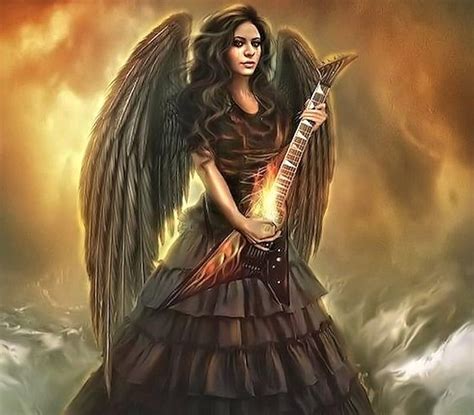 Guitar Angel Guitar Pretty Art Angel Hd Wallpaper Digital